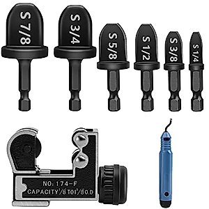 WADEO HVAC Repairing Tools, Air Conditioner Copper Tube Swaging Tool with Expander Drill Bit, Copper Pipe Cutter and Deburring Tool for Copper, Aluminum and Thin Stainless Steel Tube