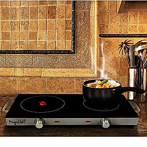 Megachef Ceramic Infrared Double Cooktop, 25 Inch, Black