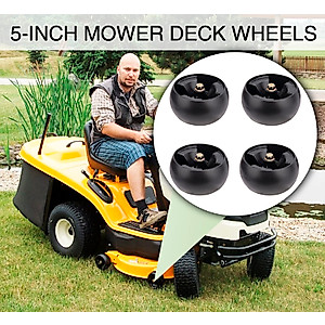 734-04155 Deck Wheel Compatible with MTD Cub Cadet 734-04155 Husqvarna 532174873 Toro 112-0677 Craftsman MTD AYP, 5 inch Lawn Mower Deck Wheels Fit for Most 42'' 46'' 48'' 50" 54" Decks (4 Packs)