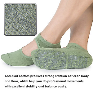 unenow Non Slip Grip Yoga Socks for Women with Cushion for Pilates, Barre, Dance