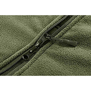 CRYSULLY Men's Tactical Front Zip Fleece Lining Hunting Mountaineering Jacket Windbreaker Coat Army Green