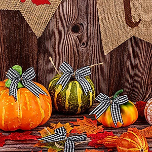 24 Pieces Black and White Plaid Bows Small Buffalo Plaid Decorative Bows for Christmas Tree Farmhouse Decoration Package Supply