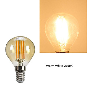 YDJoo E14 LED Bulb 4W G45 LED Globe Filament Bulb Dimmable Edison Filament Light Bulbs 40 Watt Equivalent Warm White 2700K E14 European Base Amber Glass Round Vintage Light Bulb, 6 Pack