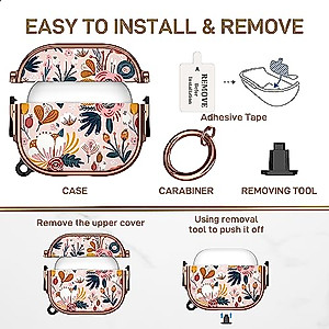 Maxjoy for AirPod 3rd Generation Case with Lock, Flower AirPod 3 Case Hard Protective iPod 3rd Gen Cover for Women Men with Keychain Lock Clip Compatible AirPods 3rd Generation 2021, Floral