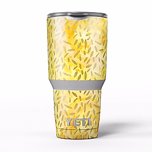 Design Skinz The Orange Yellow Watercolors with Falling Pedals - Skin Decal Vinyl Wrap Kit Compatible with The Yeti Rambler Cooler Tumbler Cups