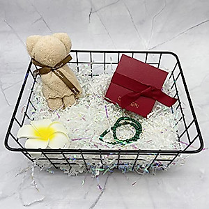 Cutcatwing 1/2 LB White and Iridescent Crinkle Paper Crinkle Cut Paper Shred Filler Diamond White Raffia Grass for Wedding Birthday Gift Wrapping Bags and Bridesmaid Engagement Gift