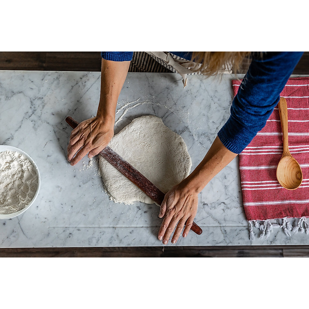 Earlywood French Rolling Pin - Tapered Wooden Rolling Pin for Baking Pizza, Pastry Dough or Pasta - Hard Wood French Roller Baking Pin Made in USA - Jatoba