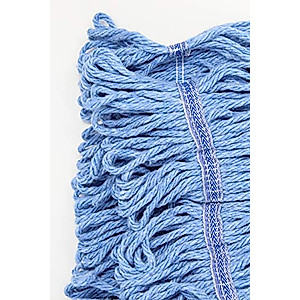 Turkey Creek Essentials Mop Heads Commercial Grade USA Made Looped End Heavy Duty Large Mop Head of Blue 4-Ply Synthetic Yarn Industrial Wet Mop Head Replacement and String Mop Refills (1, Large)