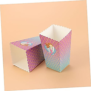 Popcorn Carton 24 Pcs Popcorn Boxes Party Candy Cartons Mermaid Popcorn Boxes Snack Box Mermaid Popcorn Box Scalloped Favor Box