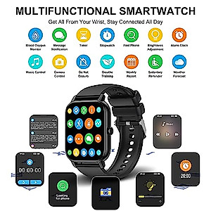 Smart Watch(Answer/Make Call), 1.85" Smartwatch for Men Women IP68 Waterproof, 100+ Sport Modes, Fitness Activity Tracker, Heart Rate Sleep Monitor, Pedometer, Smart Watches for Android iOS, 2023