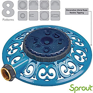 Sprout 65102-AMZ Metal 8-Pattern Sprinkler and QuickConnect Product Adapter Amazon Bundle, Blueberry Blue