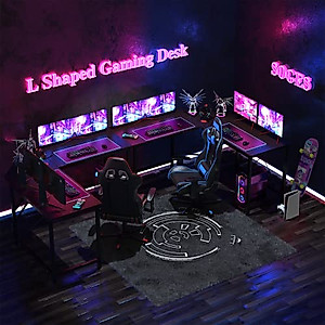 L-Shaped Desk Computer Corner Desk, L Shaped Home Office Desk, Large Gaming Desk Sturdy Writing Desk Writing Workstation, Simple Modern Gaming Desk, Black