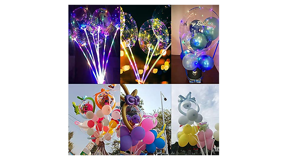 27.5" Clear Plastic Balloon Sticks (10 Pcs) for LED/Bobo