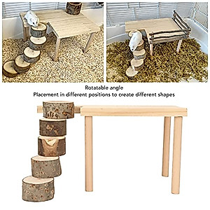 Tnfeeon Hamster Stand Platform, Toys Small Pet Wooden Platform with Pillars Rodent Ladder Bridge Climbing Chew Toy Cage Accessories for Hamster Squirrel Gerbil Chinchilla Bird