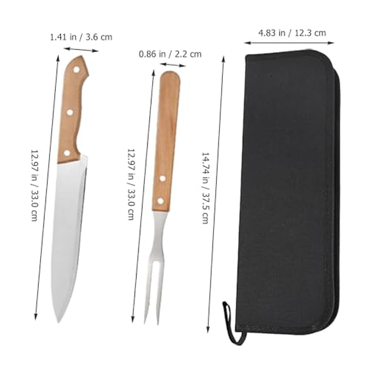 GANAZONO 5 Sets Barbecue and Fork Tools Chef Carving Fork Poultry Serving Fork Camping Reusable Flatware Outdoor BBQ Home Tools Outdoor Barbecue Tool Heavy Grill Travel Wooden Handle