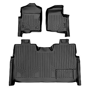 SMARTLINER Custom Fit Floor Mats 2 Row Liner Set Black for 2011-2014 Ford F-150 SuperCrew Cab
