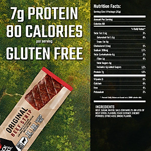 Jack Link's Beef Jerky Bars, Original - 7g of Protein and 80 Calories Per Bar, Made with Premium Beef, No added MSG - Keto Friendly and Gluten Free Snacks, 0.9 Ounce (Pack of 12)