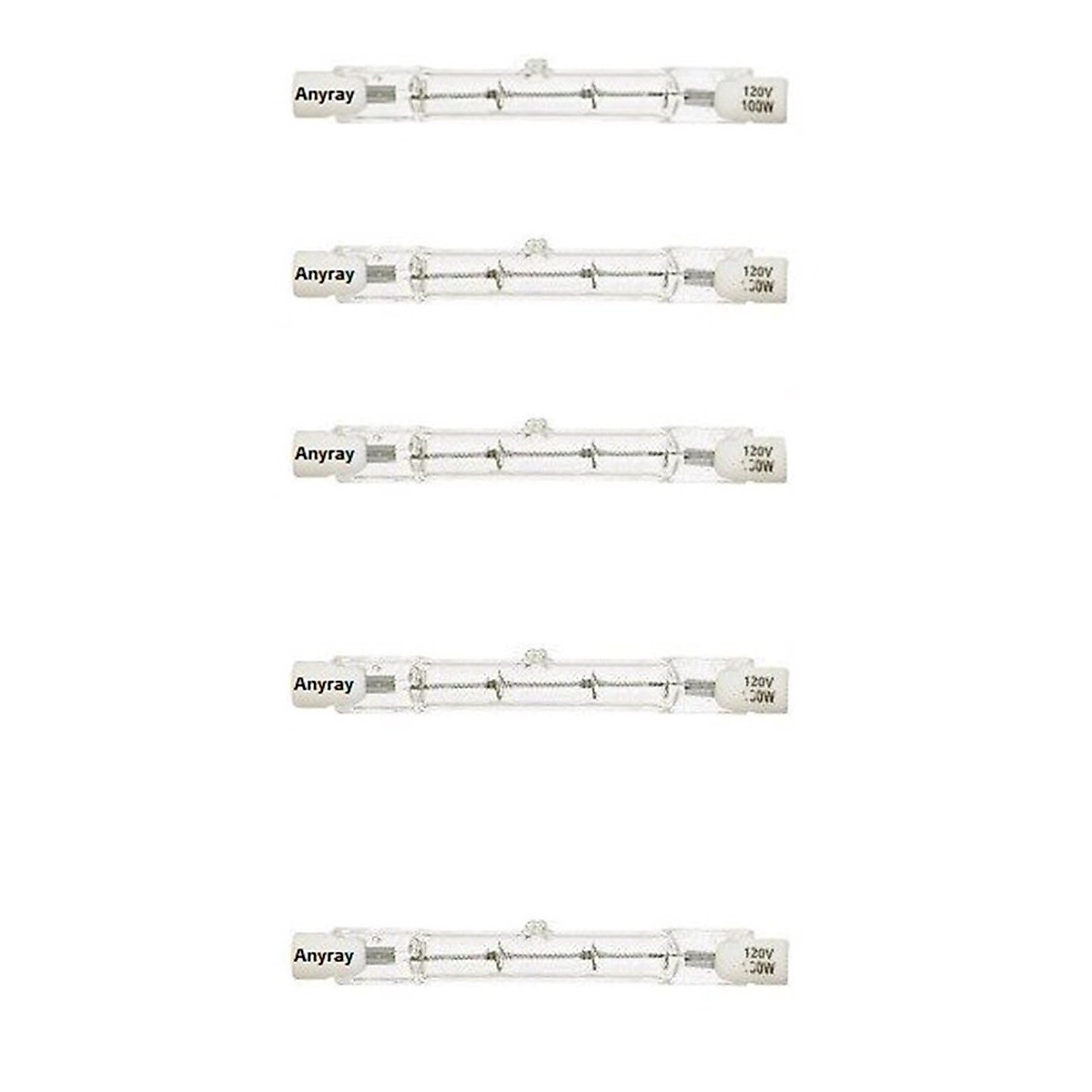 Anyray A1826Y (5)-Pack 100W Halogen Light Bulb 110V 120v 130V T3 J Type R7S 100 Watt Double Ended 78mm or 3-1/8 inch Long