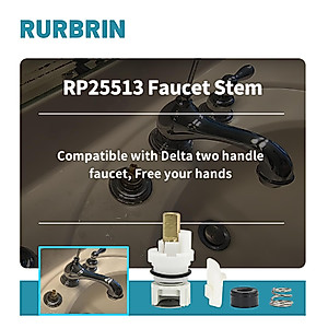 RP25513 Faucet Cartridge Stem Assembly Repair Kit Compatible with Most Delta Two-Handle Faucets, Come with RP4993 Seat & Spring,Fit for Lavatory Faucet (2 Pack)