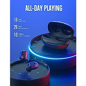 Cystereo Wireless Earbuds, Fusion Bluetooth 5.0 Earbuds, in-Ear Headphones with Mic, AptX, Deep Bass, IPX 7 Waterproof, Touch Control, CVC 8.0 Noise Reduction, USB-C Charging Case