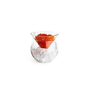 KooK Caviar Servering Set, Glass Chiller Serving Dish with Ice Holder, for Shrimp, Appetizers, Liquor, Martinis and Cocktails, Dishwasher Safe, 5 oz Bowl