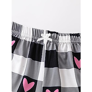 Verdusa Girl's Plaid Print Elastic Waist Casual Shorts Plaid Heart Multi 150