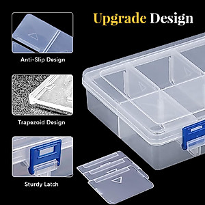 Senbos 8 Grids Bead Organizers and Storage, Plastic Organizer Box with Removable Dividers for Candies Snacks Electronics Jewelry Small Parts, 2 Pack