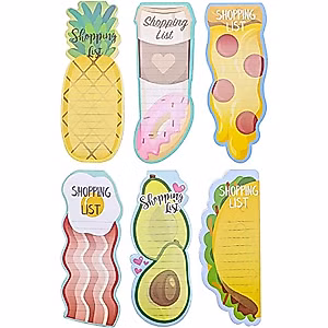 6-Pack Magnetic Shopping List Refrigerator Notepad, Foodie Designs, 60 Sheets Each, 3.5 x 9 Inches