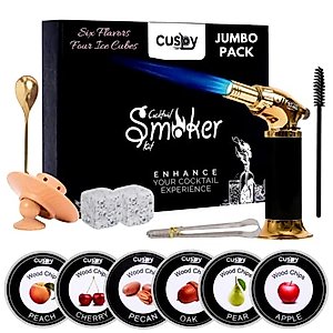 Cuspy Cocktail Smoker Kit with Torch, Gifts for Him – 6 Flavor Wood Chips – Bourbon Smoker, Whiskey Smoker Kit, and Old Fashioned Drink Smoker Kit, Birthday Gift(Without Butane)
