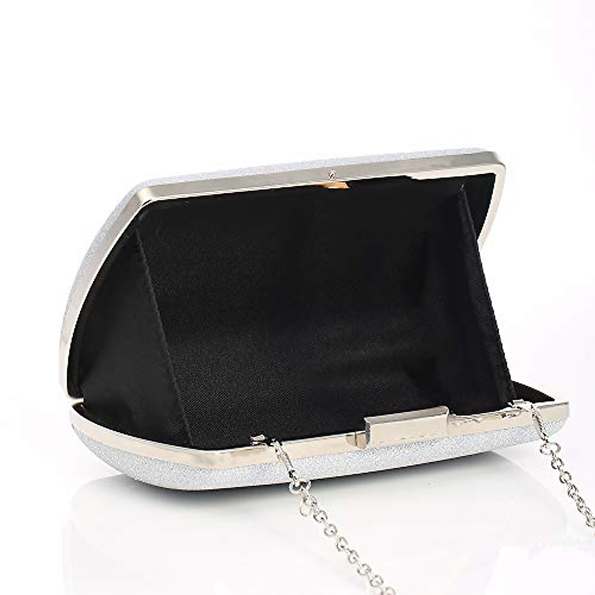 Silver Clutch Bag for Women Evening Handbags Sparkling Glitter Purse Elegant Shoulder Bag for Dance Wedding Bridal Graduation Party Crossbodybag