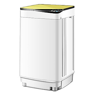 Portable Washing Machine, ARLIME Compact Mini Full-Automatic Laundry 2-In -1 Washer & Spin Dryer 7.7lbs Capacity W/Drainage Pump & Long Hose For Condo, Apartments, Dorms, RV’s Camping Living (Yellow)