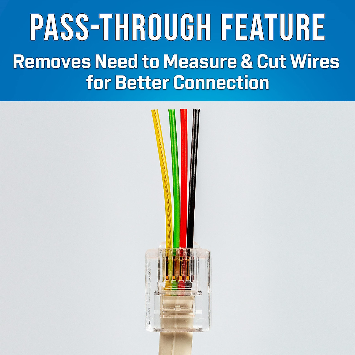 Jonard Tools RJ11-100 CAT3 RJ11 Pass-Through Connectors for Telephone Cables (Pack of 100)