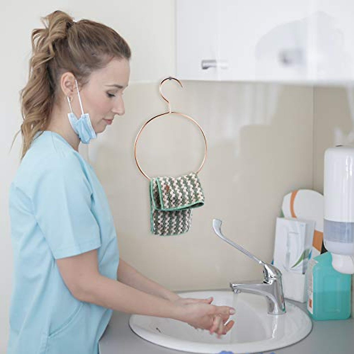 Cabilock Sock Dryer Stainless Steel Round Tie Hanger Belt Silk Scarf Ring Storage Closet Hanger (Rose Gold) Clothes Hangers