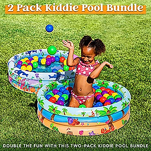 JOYIN 2 Pack 47" Baby Pool, Float Kiddie Pool, Inflatable Baby Swimming Pool with 3 Rings, Seasonal Merriment for Children, Indoor and Outdoor Water Game Play Center for Toddlers