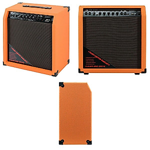 EMB GA120 600W 12" Electric Guitar Amplifier Speaker Portable Powerful Studio and Stage Cabinet PreAMP – with Built in Headphone Jack and 2 Inputs and SD USB AUX Bluetooth (Yellow)