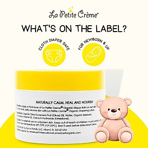 La Petite Creme French All-Natural Diaper Balm - Healing & Nourishing Diaper Cream - Gentle & Safe Baby Balm with USDA Certified Organic Beeswax and Olive Oil - Baby Essentials for Newborn (4 oz)
