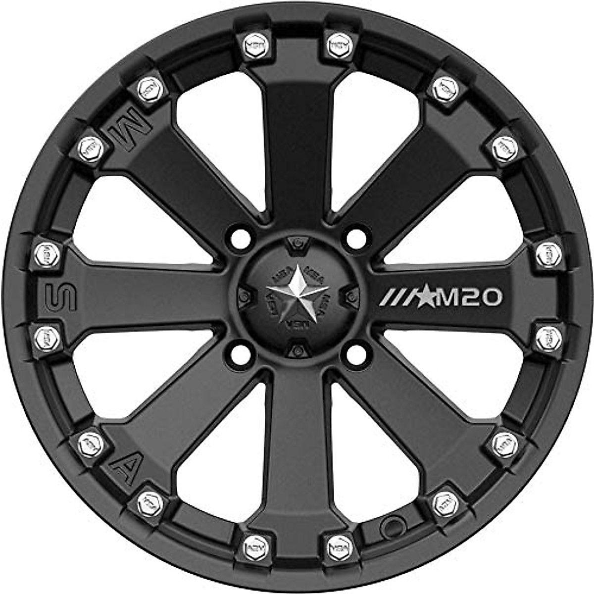 MSA OFFROAD WHEELS M20 KORE Satin Black Wheel with Painted and Chromium (hexavalent compounds) (14 x 7. inches /4 x 86 mm, 0 mm Offset)