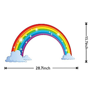 Rainbow Wall Decals wich Clouds, Peel and Stick Removable Wall Stickers for Kids Nursery Bedroom Living Room,Wall Decor 28.7 x15.7inch