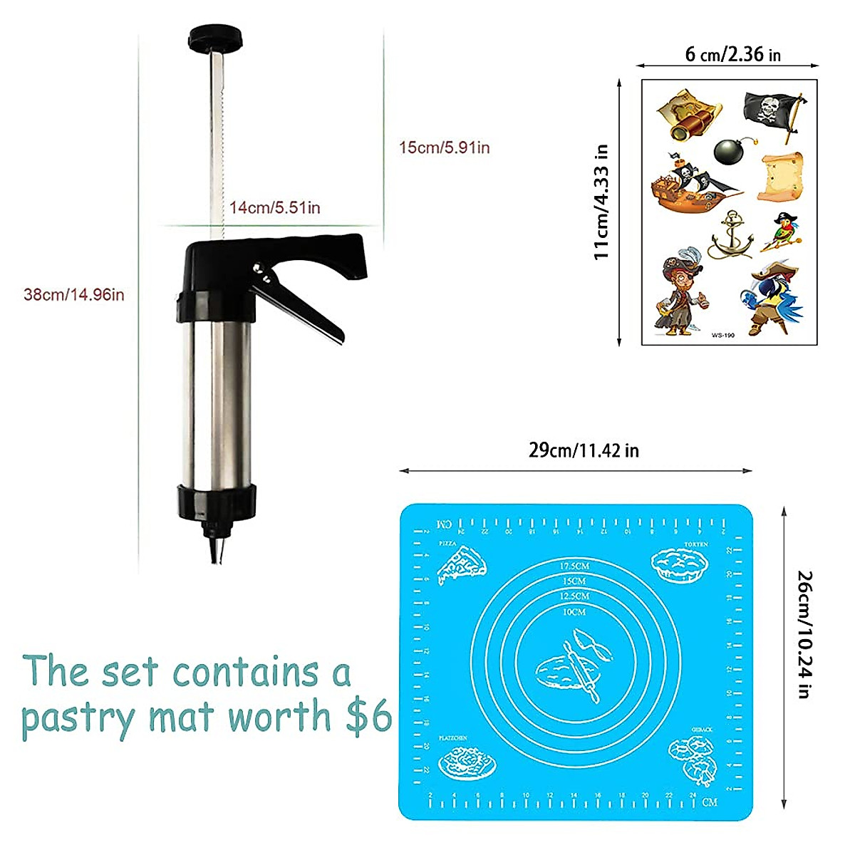 aHzleeM Cookie Press Gun Cupcake Filler Injector Stainless Steel DIY Biscuit Cookie Pastry Gun for Cake Decorating 25 PCS