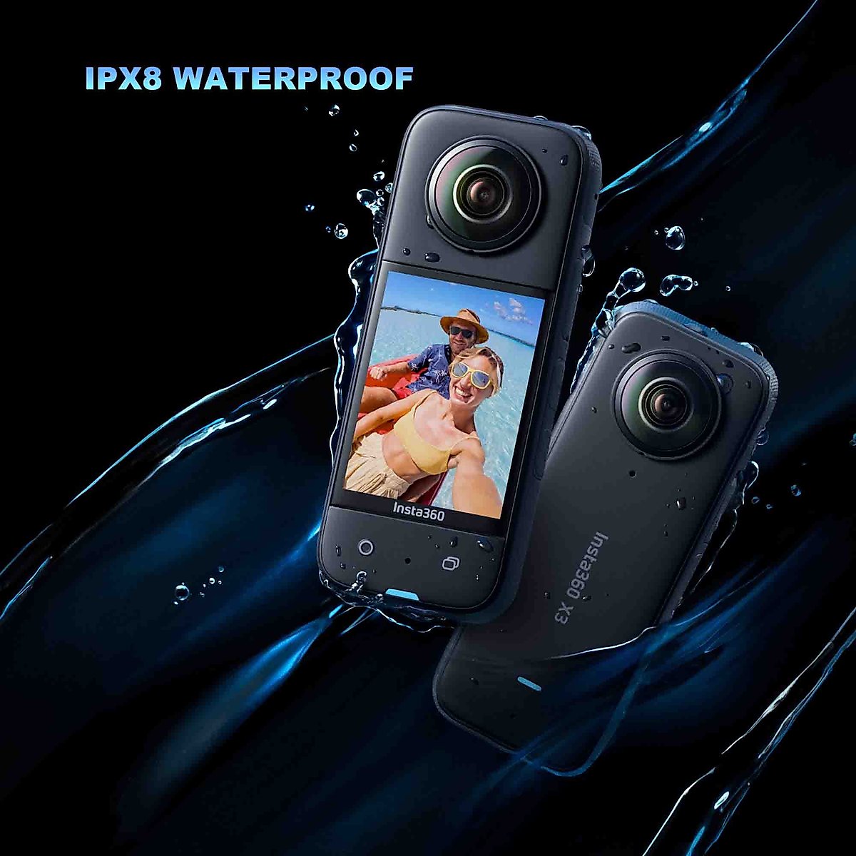Insta360 X3 - Waterproof 360 Action Camera Bundle Includes Extra Battery, Charger, Invisible Selfie Stick, Lens Guard& 256GB Memory Card