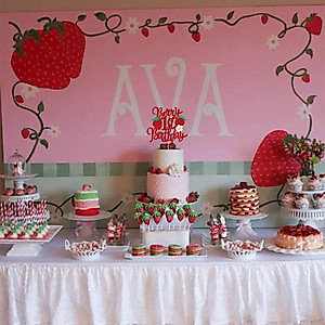 1 PCS Berry 1st Birthday Cake Topper with Flower Glitter Sweet Fruit Theme First Birthday Strawberry One Cake Pick for Strawberry Theme Baby Shower Kids 1st Birthday Party Cake Decorations Supplies