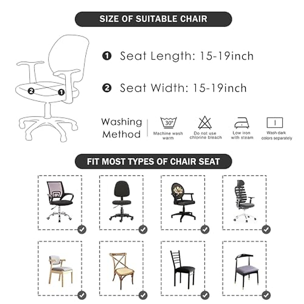 FORCHEER Office Desk Chair Seat Covers Jacquard Fabric Computer Chair Seat Cushion Slipcovers-Pink