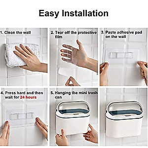 LALASTAR Desktop Trash Can with Lid, Mini Trash Can for Desk, Small Office Countertop Garbage Can, Mountable Tiny Wastebasket for RV, Dorm, Freezer, Laundry and More (Blue)