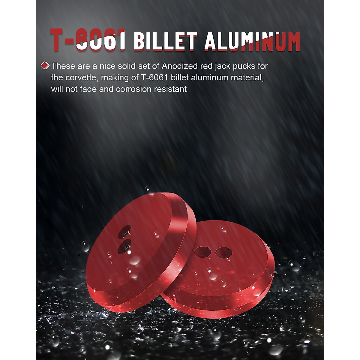 Samman Corvette Jack Pucks Billet Aluminum Jacking Puck Jack Pad Adapter Floor Jack Pad Compatible with 1997-2023 Corvette C5 C6 C7 C8/ Porsche 944 964 993 996 997 911 Boxster Cayman -(4 Pack Red)