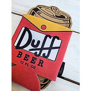 Duff Beer Homer Simpson SET OF 3 Hilarious Can Cooler Fathers Day Gift Coozie Football Party Favor Game Night Beverage Beer Gifts for Dads Moms Brother Uncle Sister Aunt Coozie Great Gift DUFKOOZX3