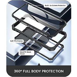 Caka for iPhone 13 Pro Max Phone Case, iPhone 12 Pro Max Case with Slide Camera Cover & Built-in Screen Protector Heavy Duty Shockproof Phone Case Cover for iPhone 13 Pro Max 12 Pro Max 6.7, Black