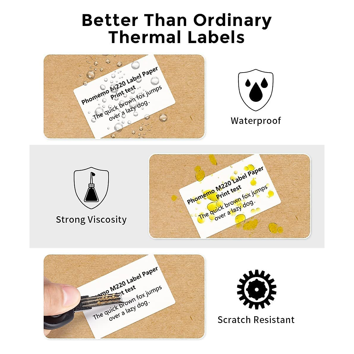 Phomemo M220 Label Printer, Portable Barcode Printer, 3.14 Inch Bluetooth Thermal Label Maker for Barcodes, 1Roll 2.36"x3.14"-100pcs + 1Roll 100pcs 1.57"x1.18" Label