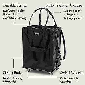 HULKEN - (Medium, Rose Gold Reusable Grocery Bag On Wheels, Shopping Trolley, Lightweight, Carries Up To 66 lb, Folds Flat, Unbreakable Handles