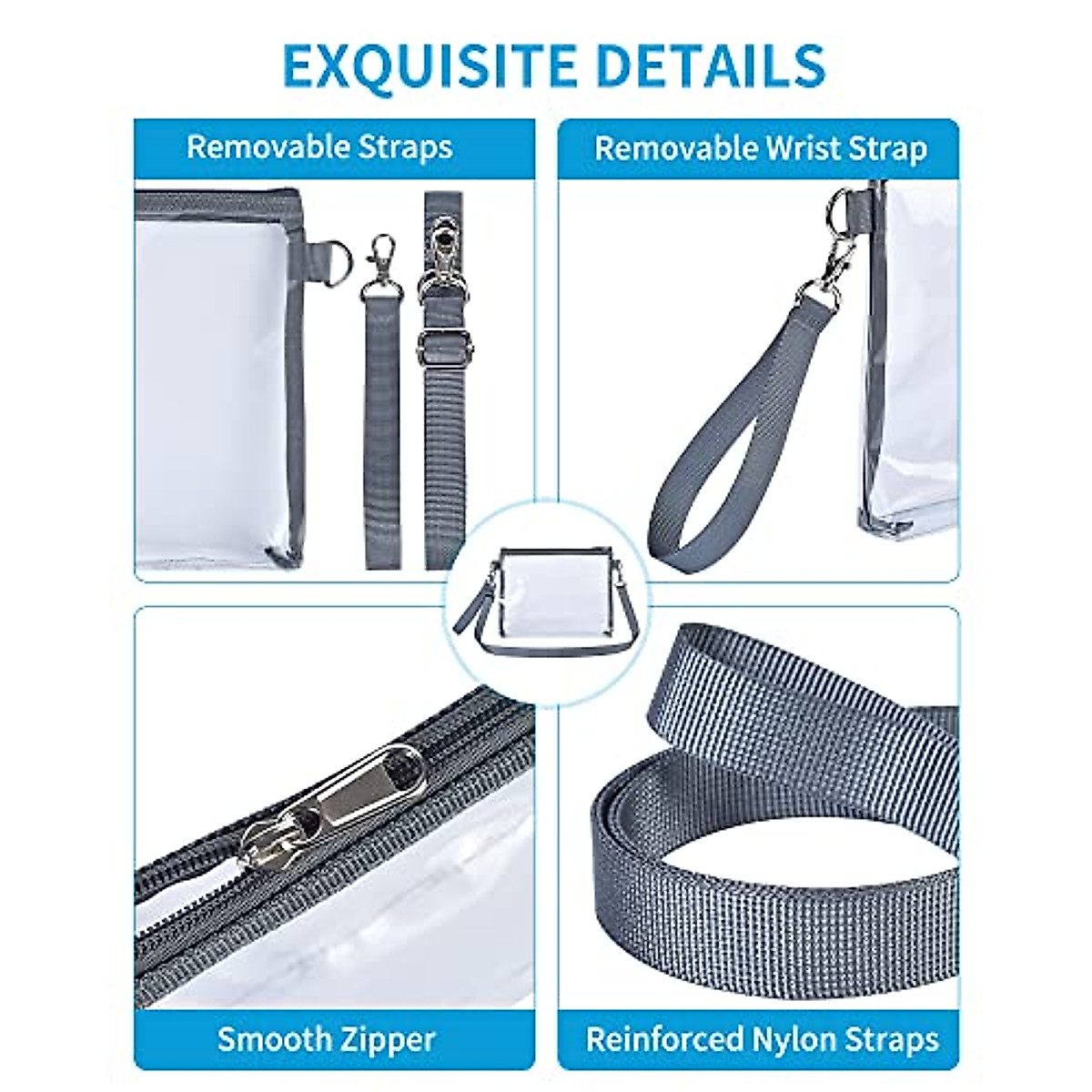 Clear Crossbody Purse Bag Stadium Approved Clear Tote Bag for Work Concert Sports