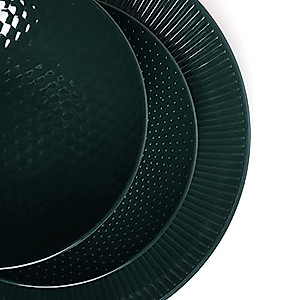 afcevnlb Retro Green Dinnerware Sets 12 pcs Melamine Plates and Bowls Sets Round Dinner Set with Plates, Dishes, Bowls and Serving Platters, Kitchen Dinnerware Sets for 4